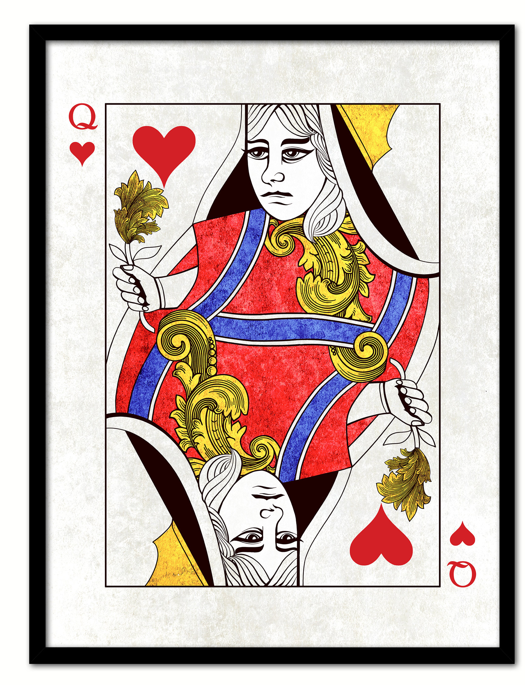 Trinx Queen Heart Poker Decks of Vintage Cards Print on Canvas Black ...