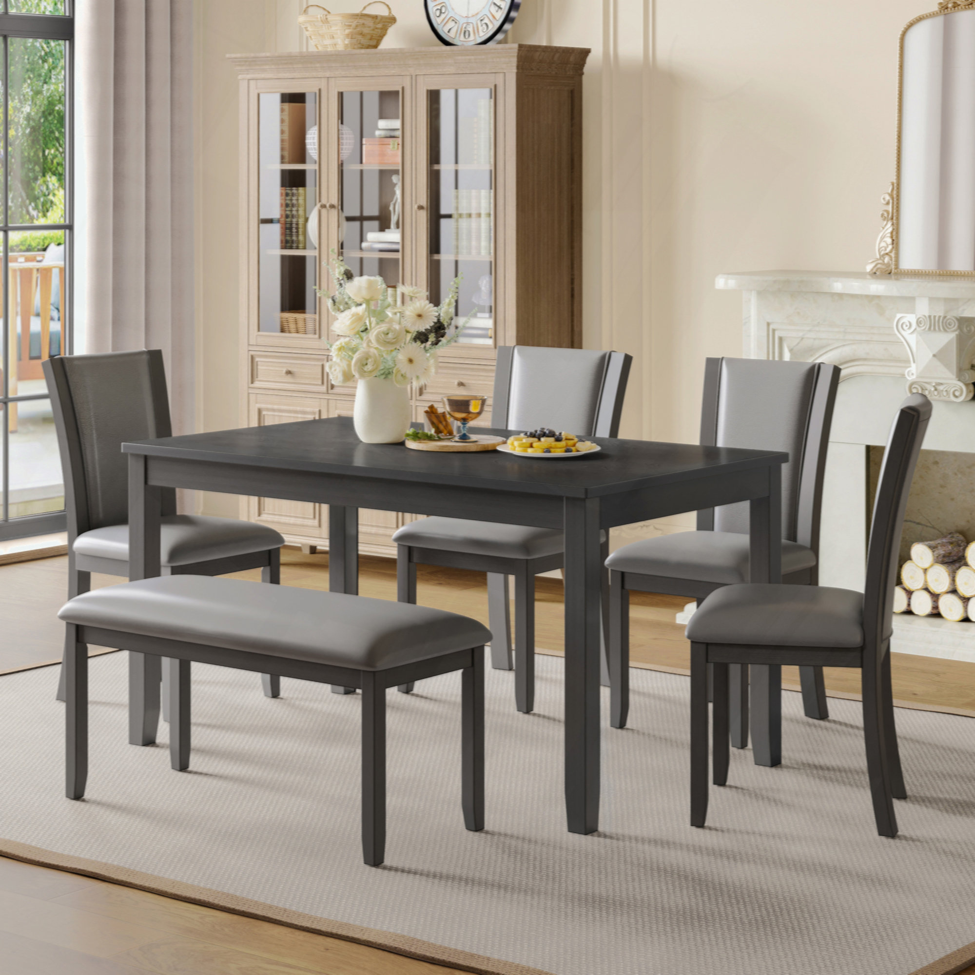 Red Barrel Studio® 6-Piece Dining Table Set With Bench And Chairs ...