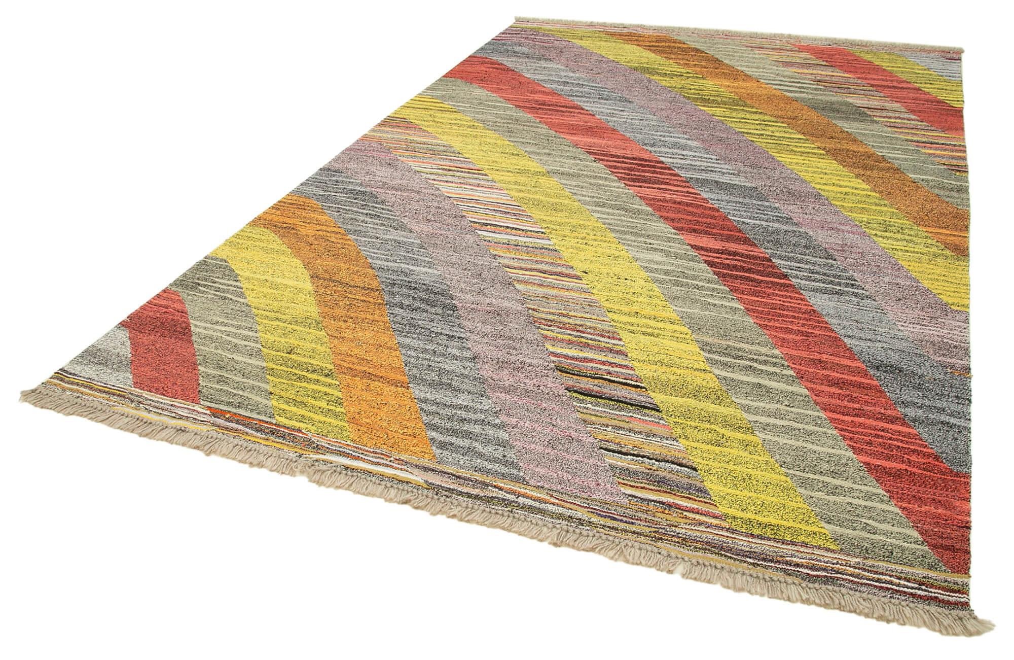 Lofy Yellow Geometric Wool Handmade Area Rug | Wayfair