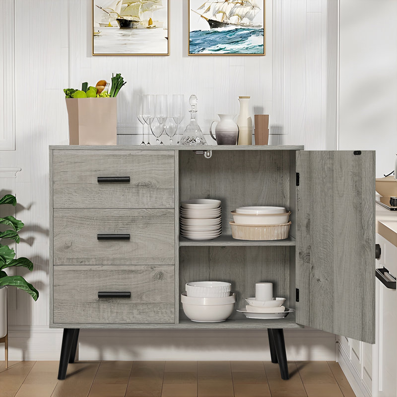 Corrigan Studio® Floor Storage Cabinet with Door & 3 Drawers & Reviews ...