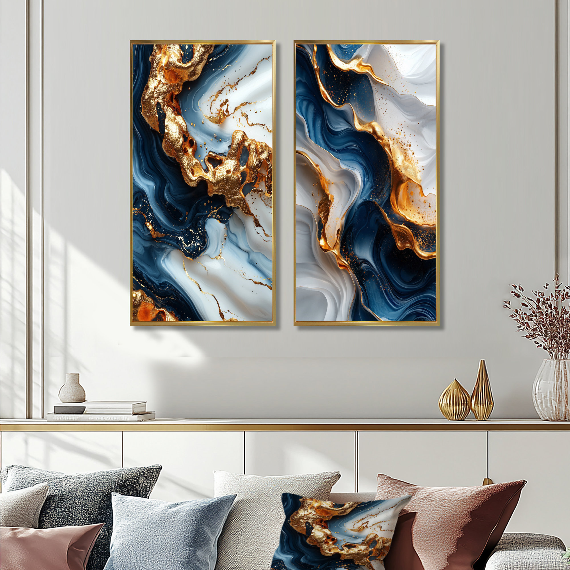 Mercer41 Abstract Geode Gold And Blue Marble Shape III III - Marble ...