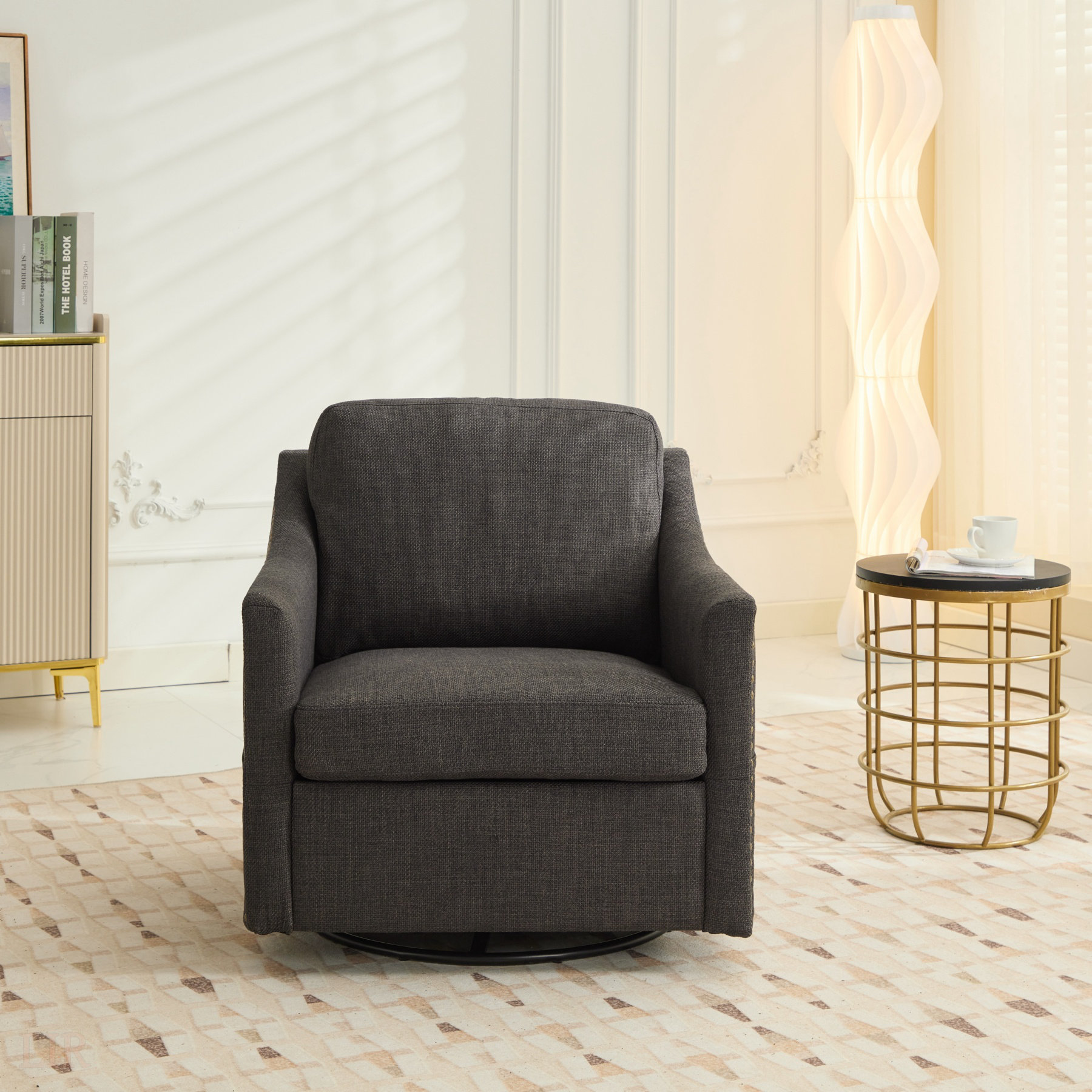 Mercer41 360 Degree Swivel Rotating Accent Chair With USB And Magazine ...