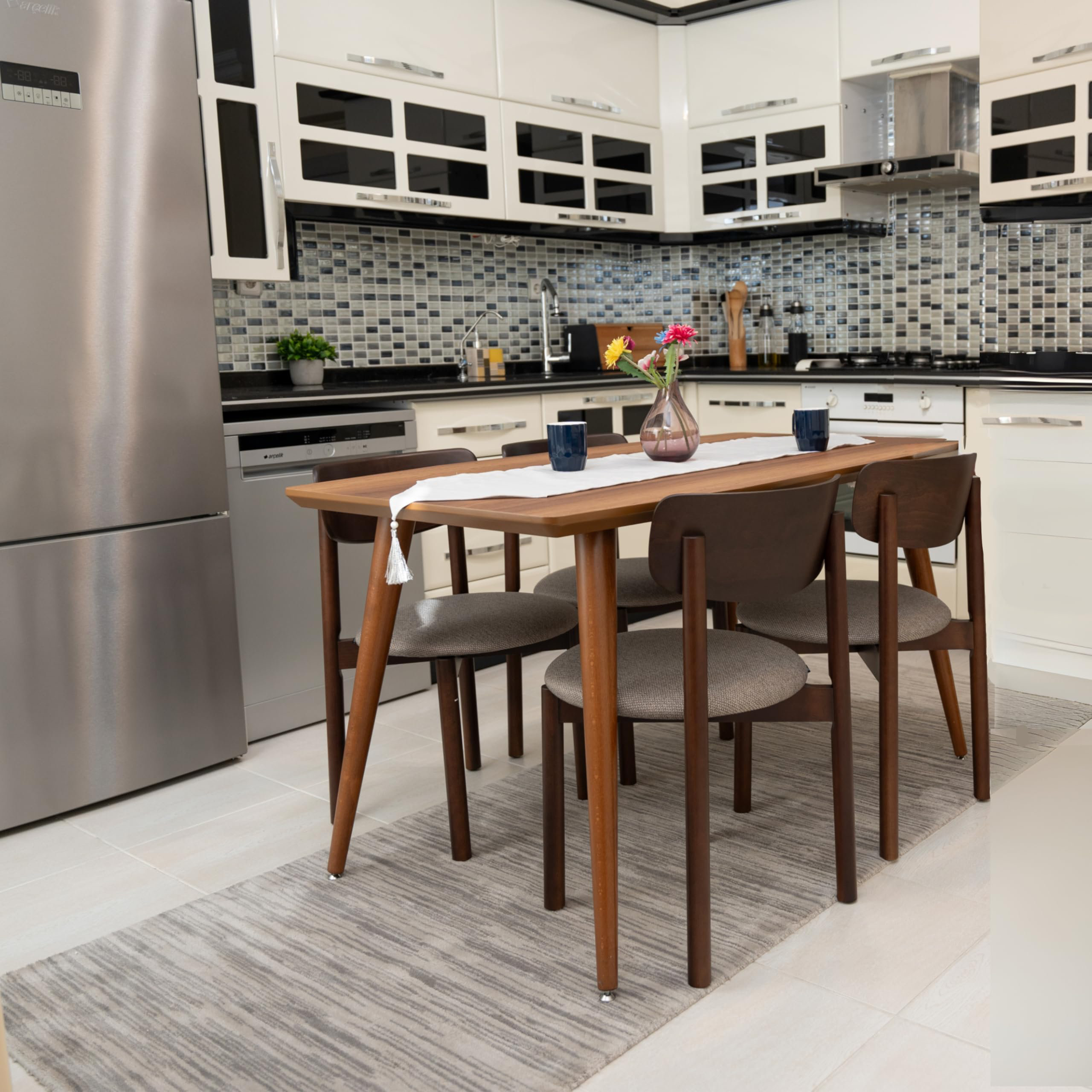 bis chair Keynote Wooden Dining Chairs Mid Century Upholstered Modern ...