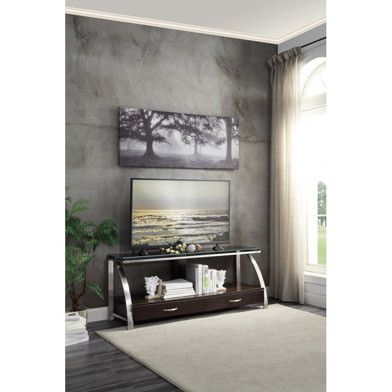 Orren Ellis Modern Design TV Stand TV Console Table Glass Top For ...