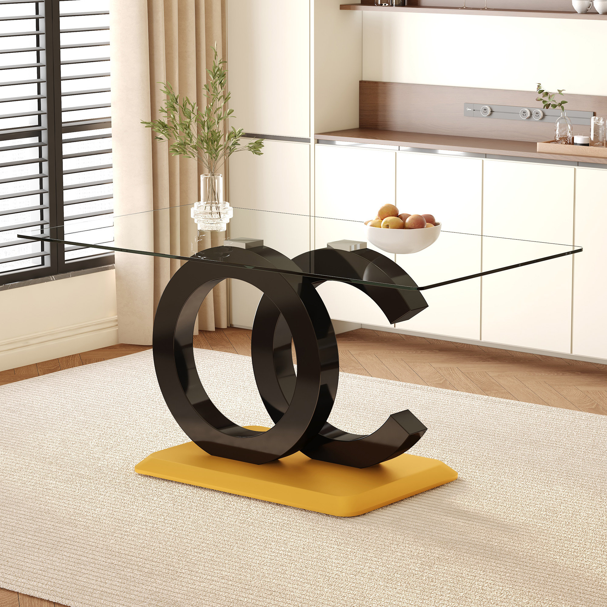 Mercer41 Modern Minimalist Rectangular Glass Dining Table For 6-8 ...