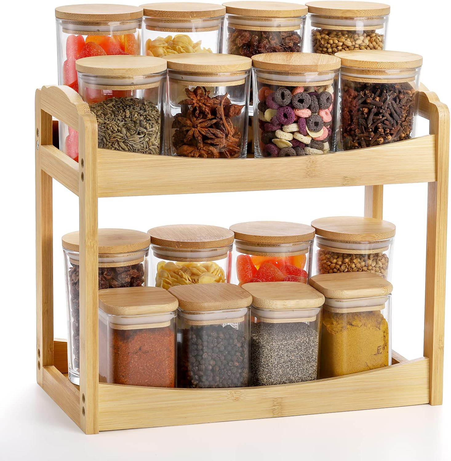 Mint Pantry 2 Tier Spice Rack Organizer For Cabinet, Bamboo Countertop ...