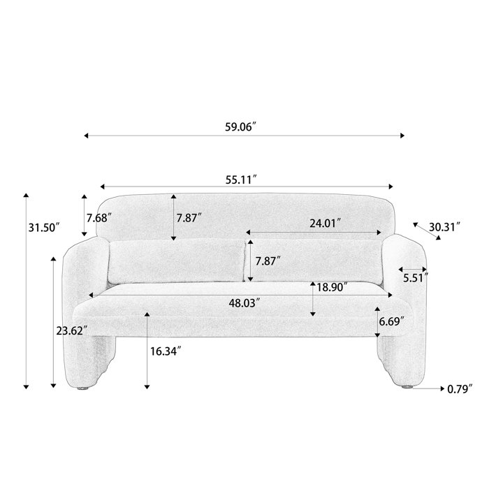 Ebern Designs Petruna 59.06'' Upholstered Sofa & Reviews | Wayfair