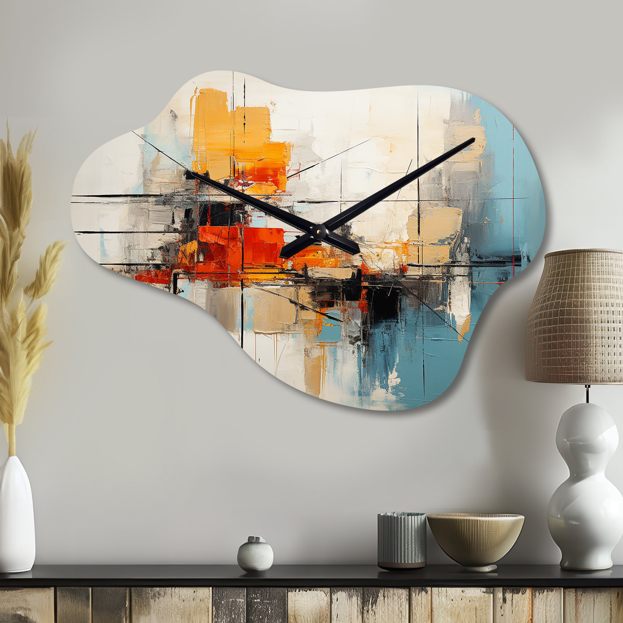 Design Art Teal Orange Bold Energy IV - Cloud Shape Decorative Teal ...