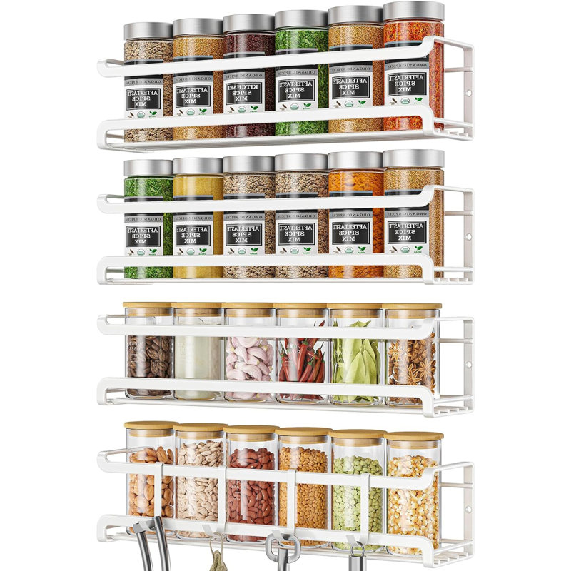 Mint Pantry® White Spice Rack wall mounted 4 Pack, Space-Saving Spice ...