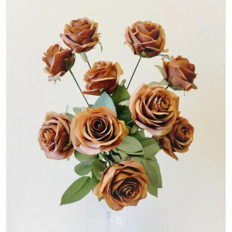 Primrue Chocolate Brown Roses Artificial Flower | Wayfair