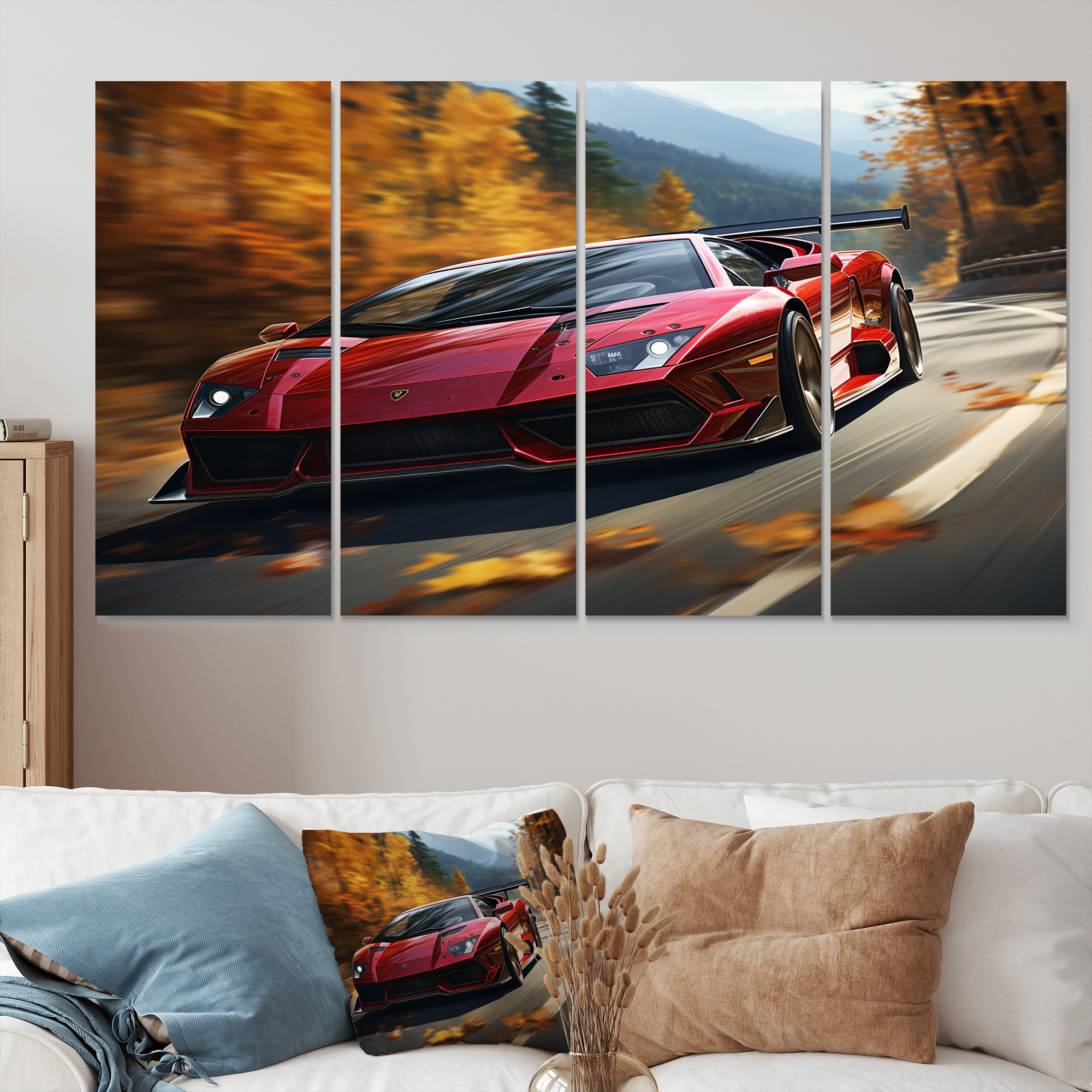 Ebern Designs Lamborghini Diablo Highway Red - Car Exotic Wall Art ...