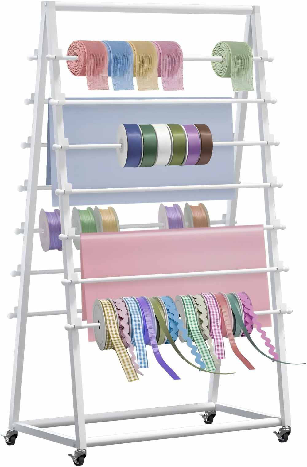 Hokku Designs Ribbon Organizer,15 Tier Metal Vinyl Rolls Holder,White ...