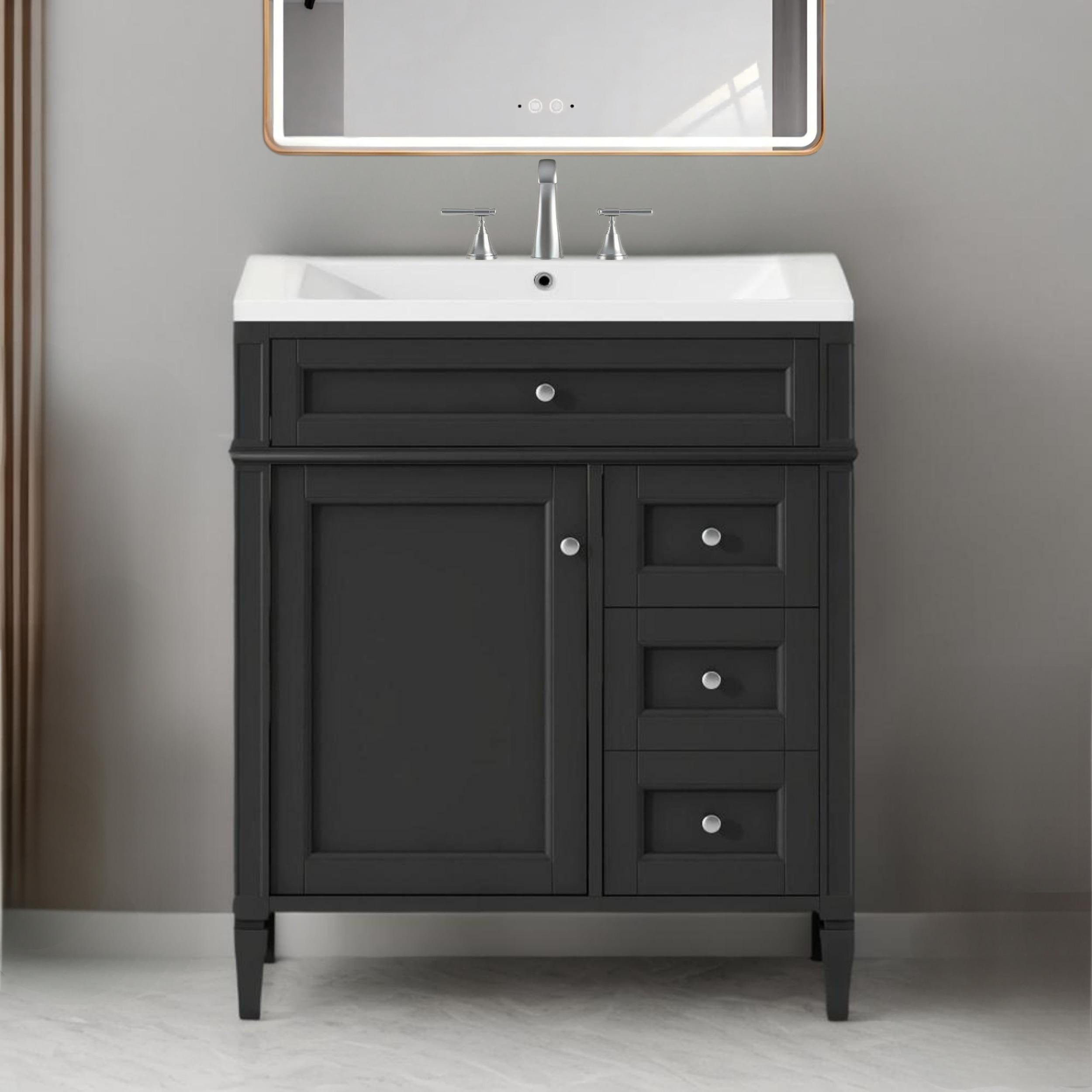 maxbrass 30'' Modern Bathroom Vanity With Resin Top,2 Drawers And A Tip ...