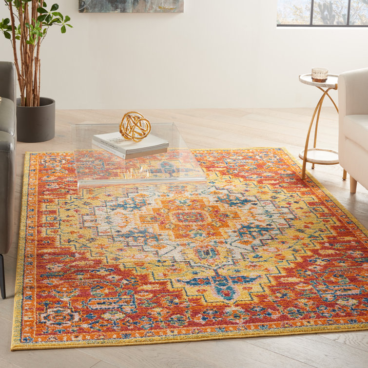 Bungalow Rose Weinmann Oriental Orange/Yellow/Blue Area Rug & Reviews ...