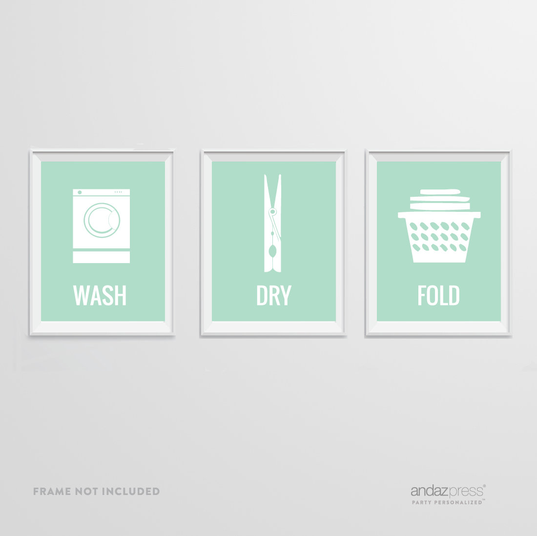 Ebern Designs 'Laundry Room' Rectangle Graphic Art in Mint/White | Wayfair