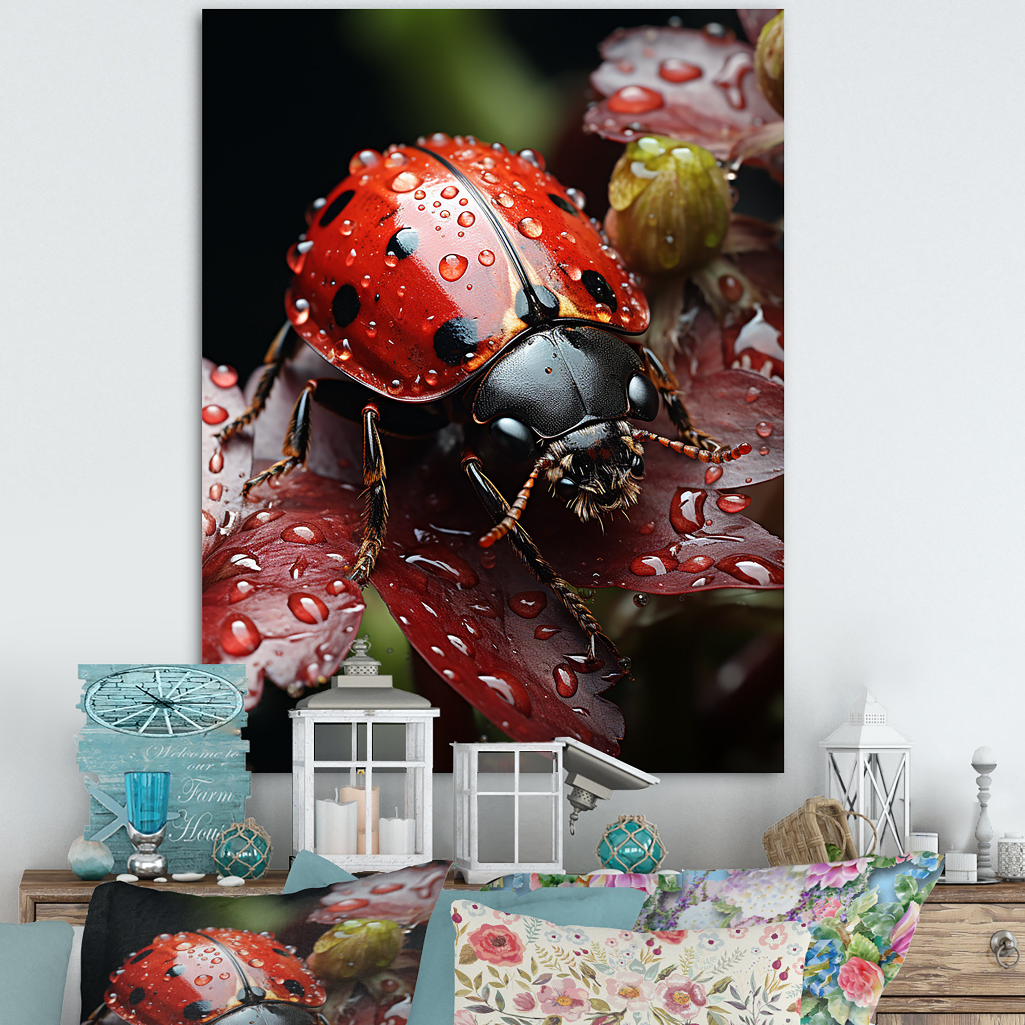Gracie Oaks Rainy Ladybugs Lullaby II - Print | Wayfair