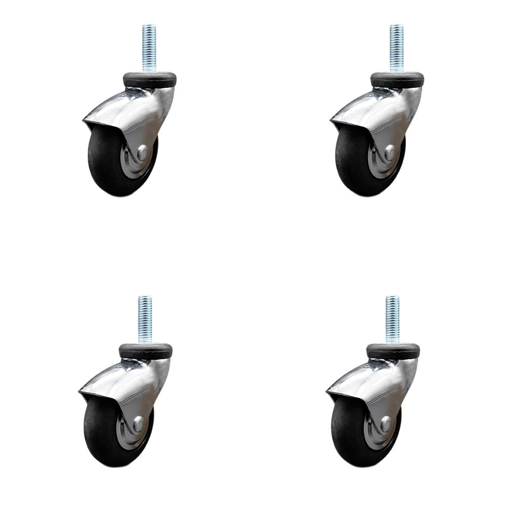 Service Caster 3 Inch Bright Chrome Hooded Neoprene Rubber ½ Inch ...