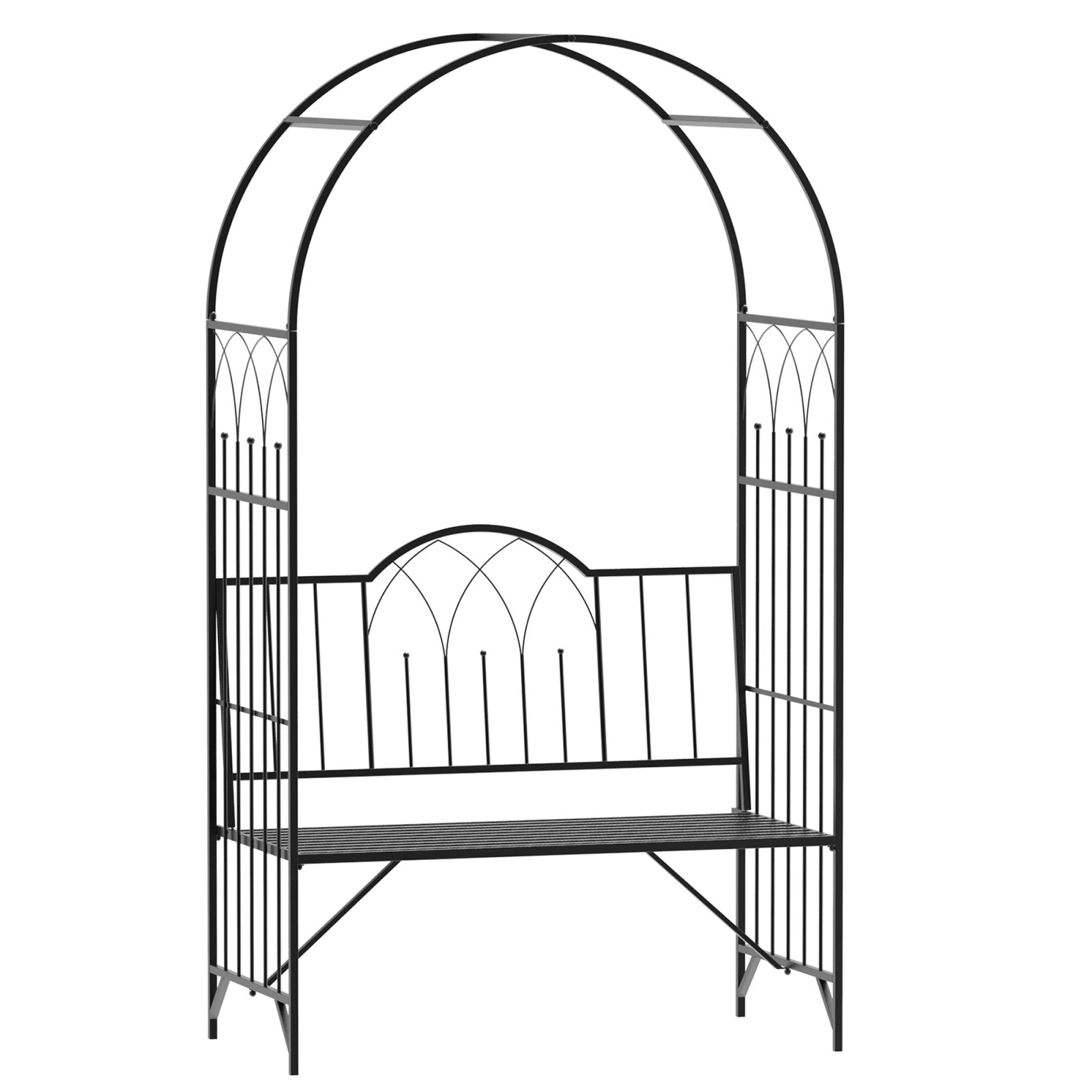 Latitude Run® Outsunny Metal Trellis Arbor Arch For Climbing Plants ...