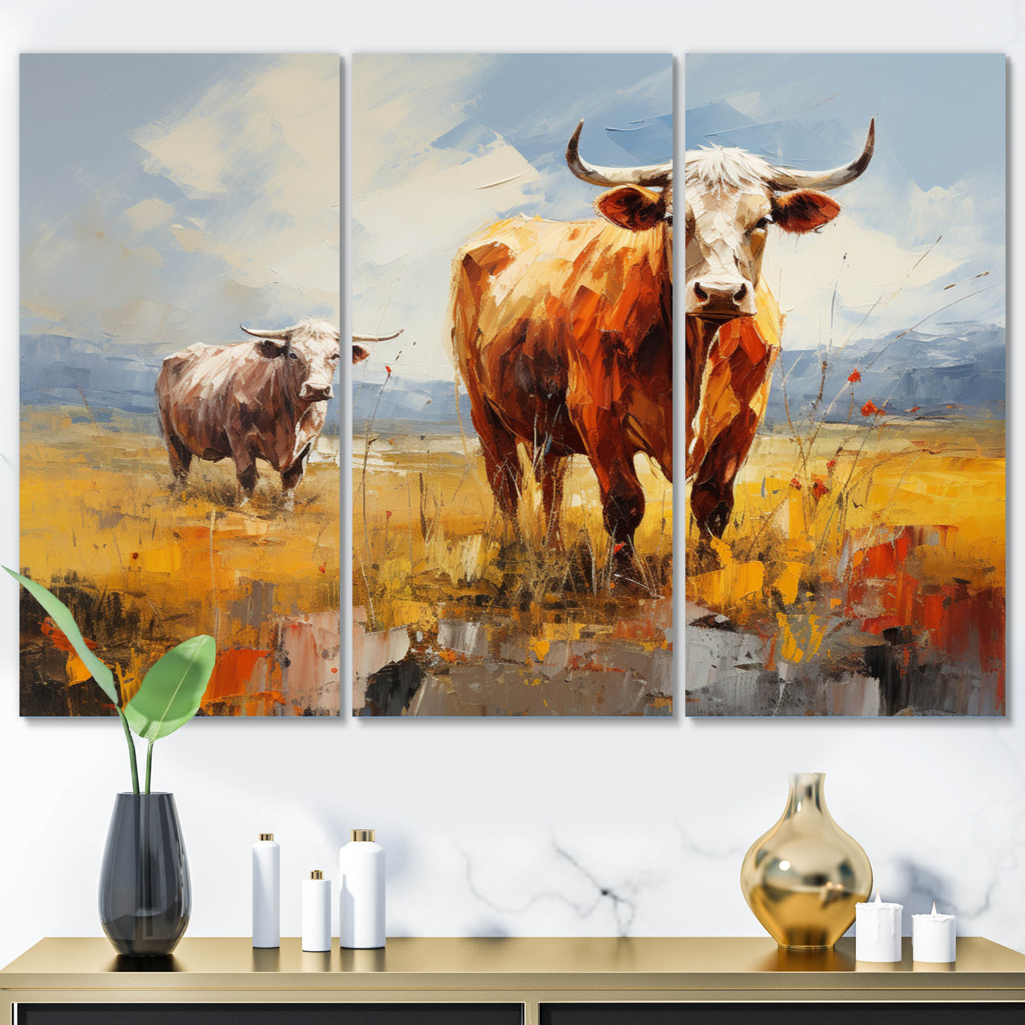 August Grove Cattle Pastoral Grazers Collage - Animals Wall Art Print ...