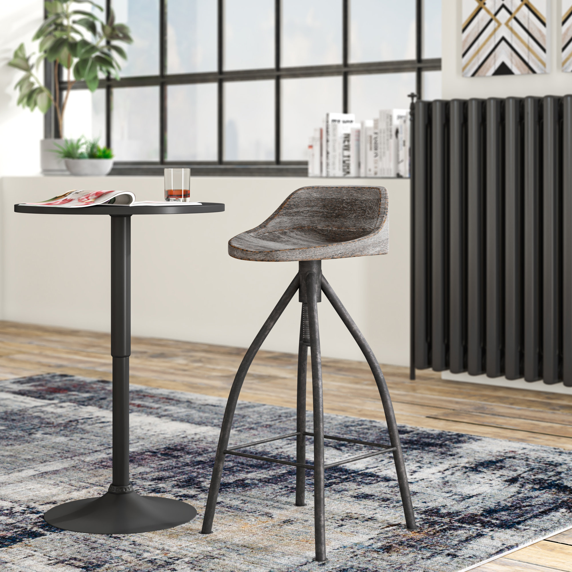 Williston Forge Echevarria Swivel Adjustable Height Bar Stool & Reviews ...