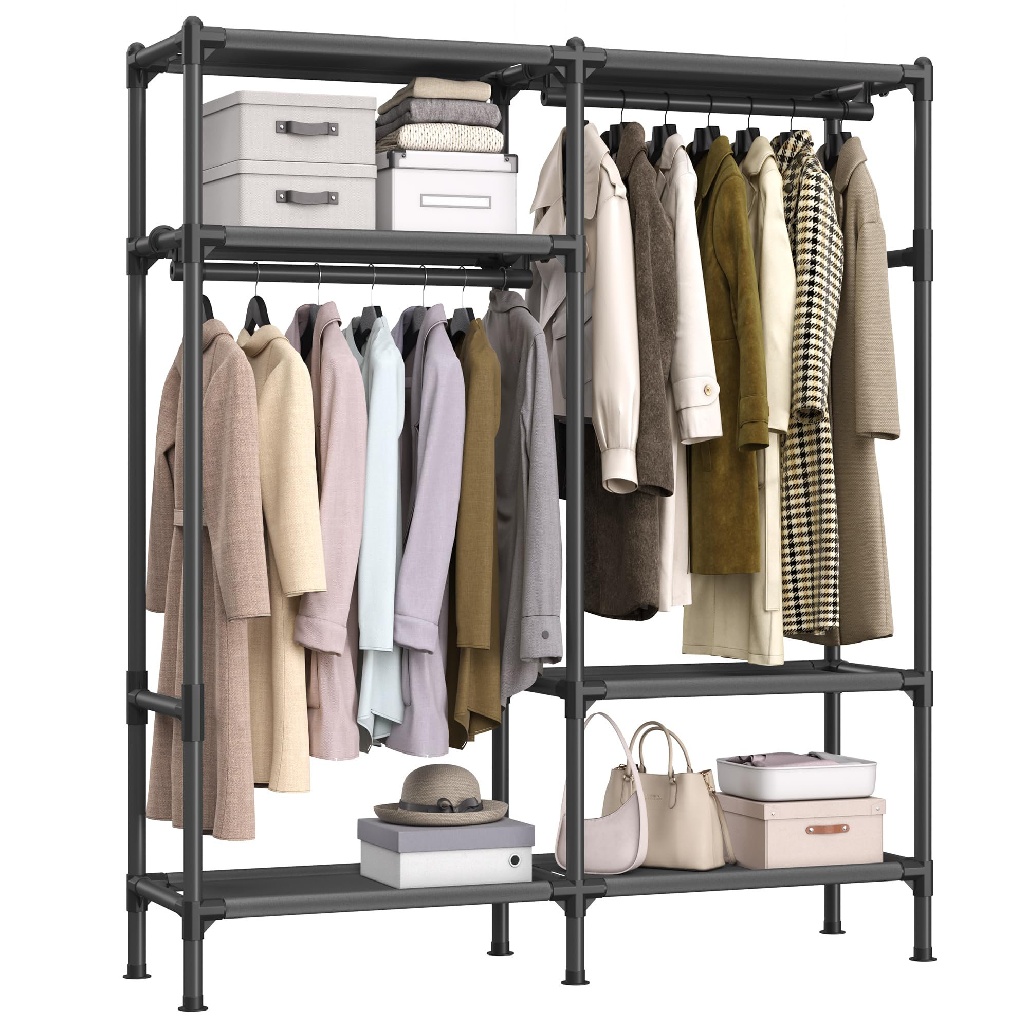 Rebrilliant Heavy Duty Clothes Rack, 65 Inch Freestanding Portable ...
