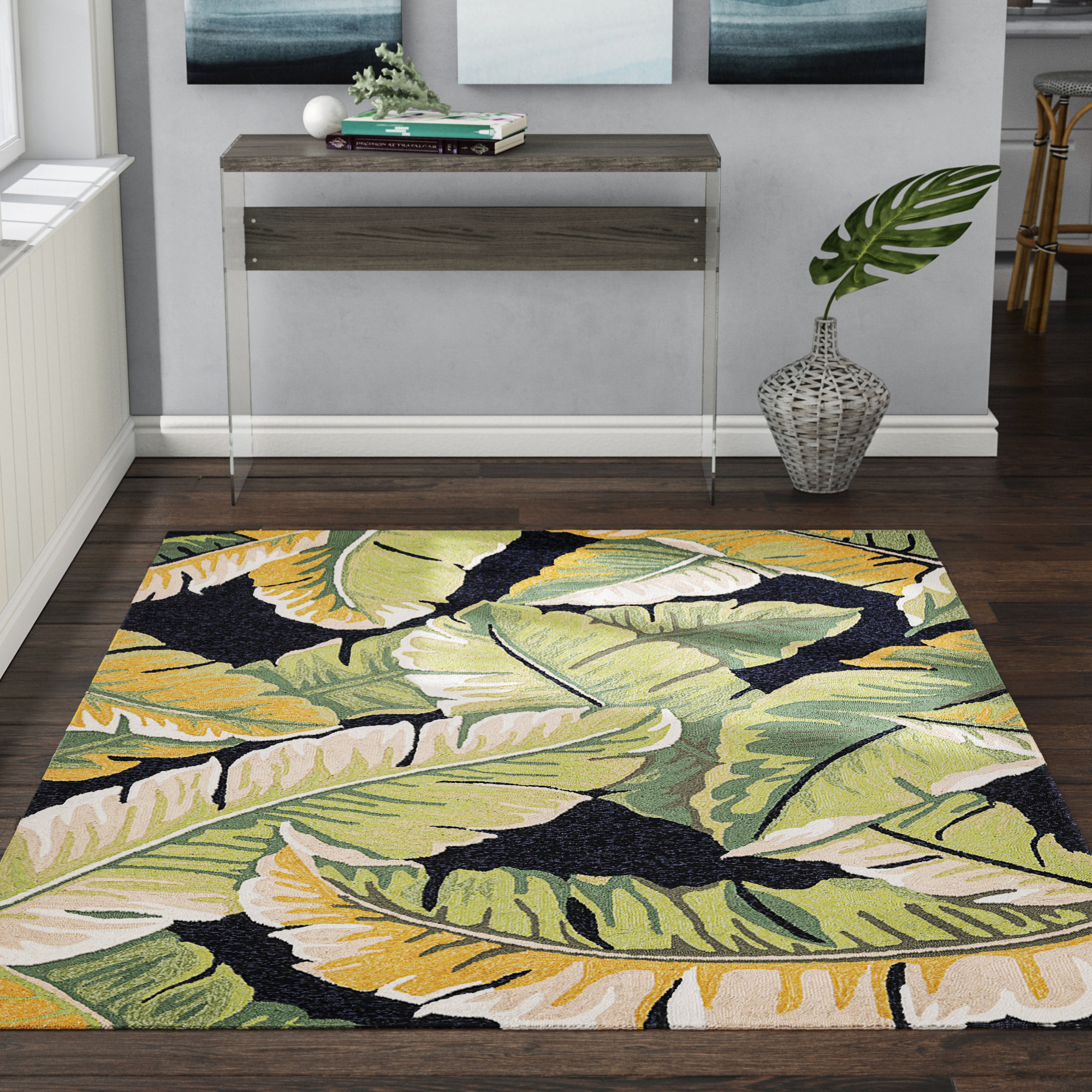 Beachcrest Home™ StowtheWold Hand Hooked Green/Black Area Rug & Reviews ...