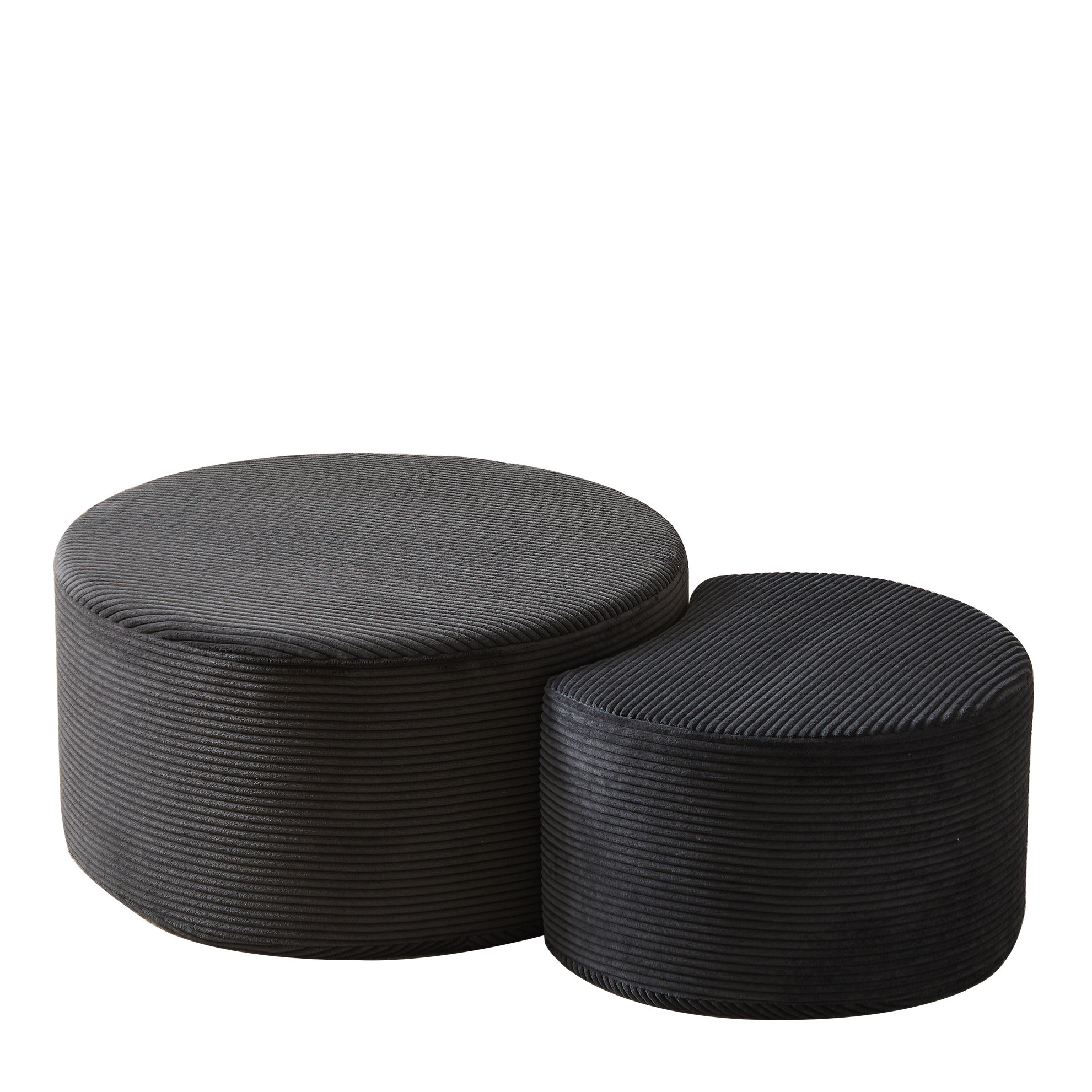 Latitude Run® Upholstered Round Coffee Tables Of 2, Nesting Foam Side ...