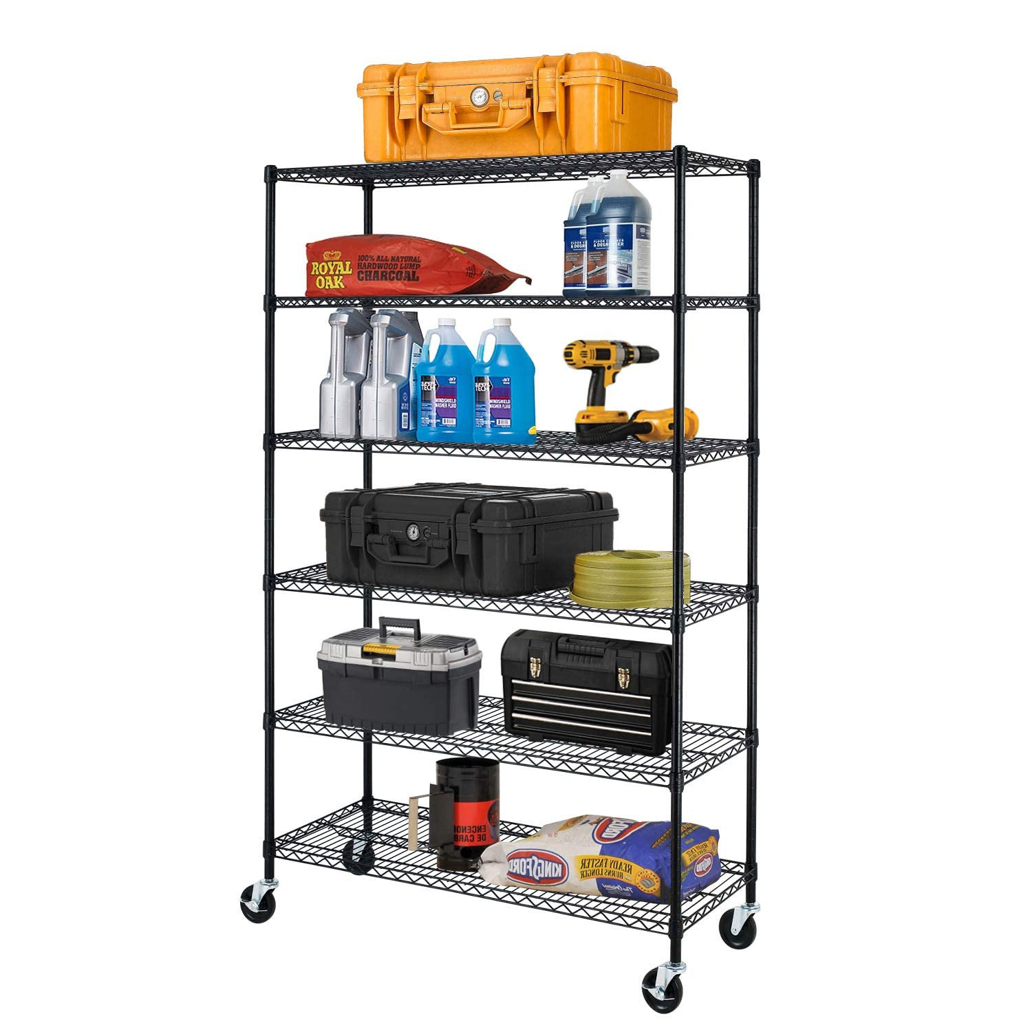 Rebrilliant Nerisa Metal Height -Adjustable Shelving Unit with Wheels ...