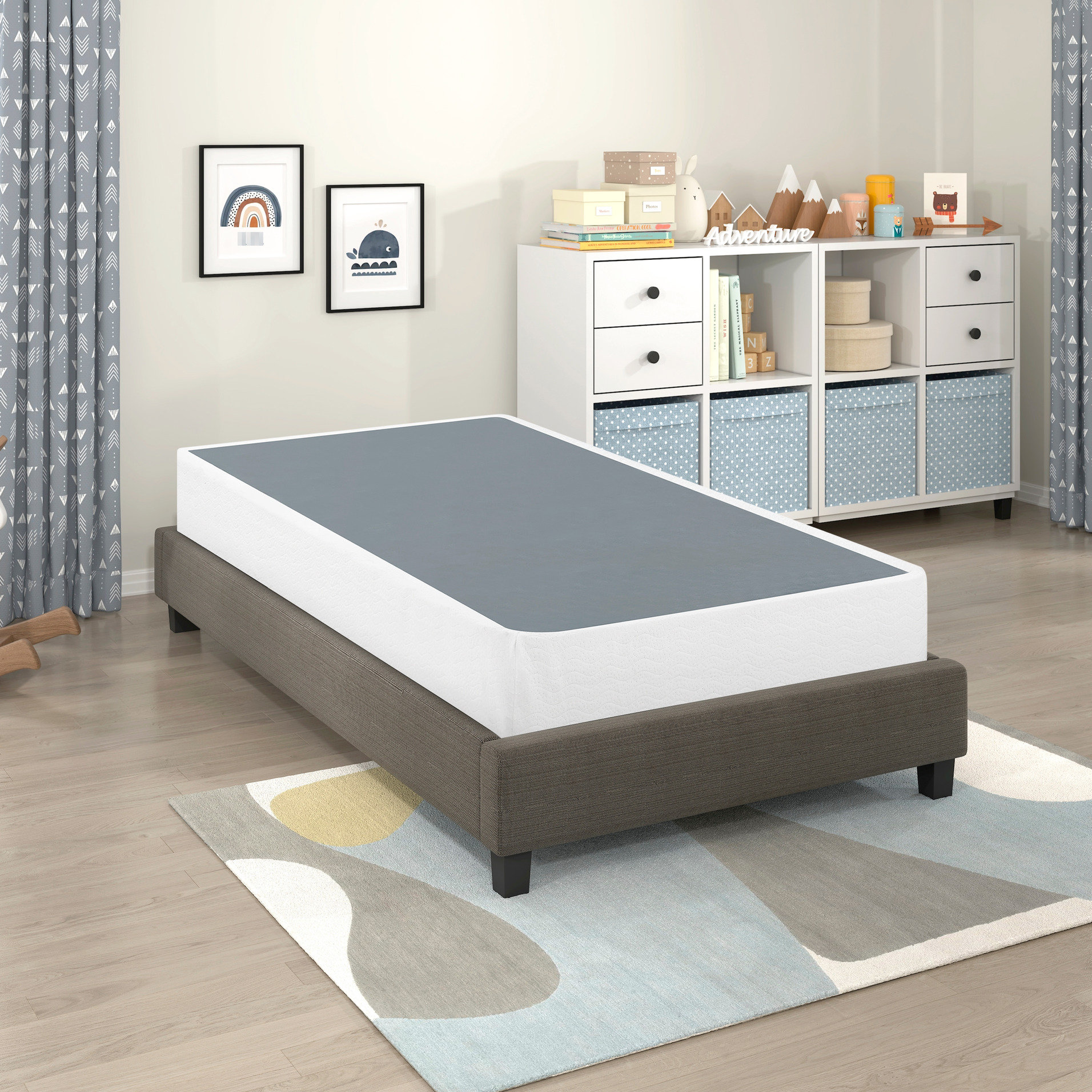 Latitude Run® Queen Mattress Foundation With Textured Fabric Covering ...