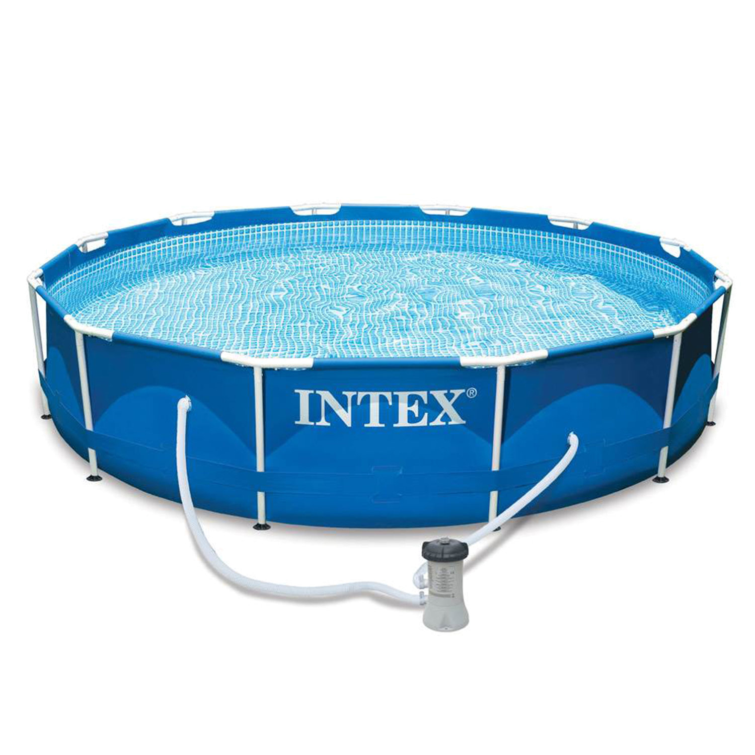 Intex 10ft x 30in Metal Frame Swimming Pool with Filter and Maintenance ...