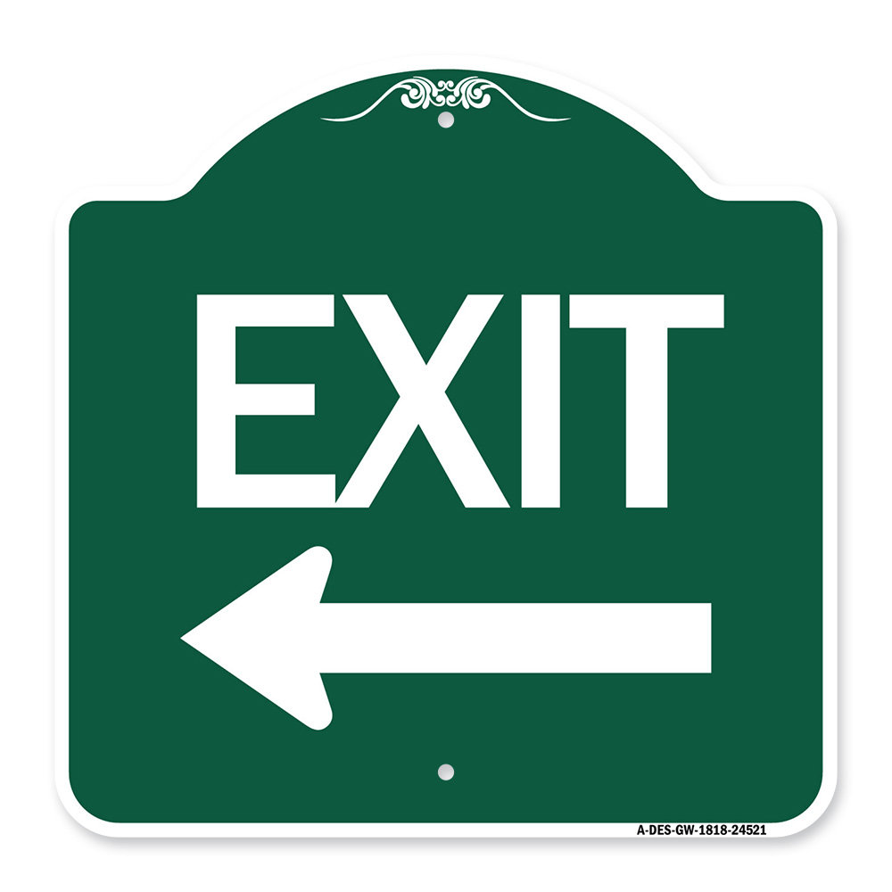Signmission Designer Series Sign - Exit With Left Arrow | Green & White ...