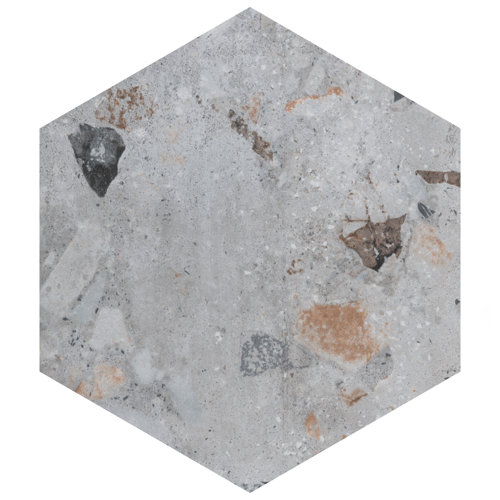 Merola Tile Recycle Hex 8.5" x 10" Porcelain Stone Look Wall & Floor ...