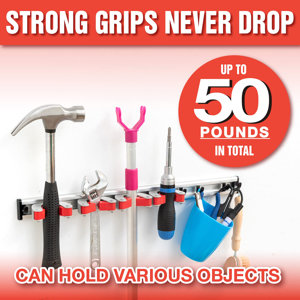 WFX Utility™ 20" Broom Holder Wall Mount - 4 Sliding Broom Mop Holders ...