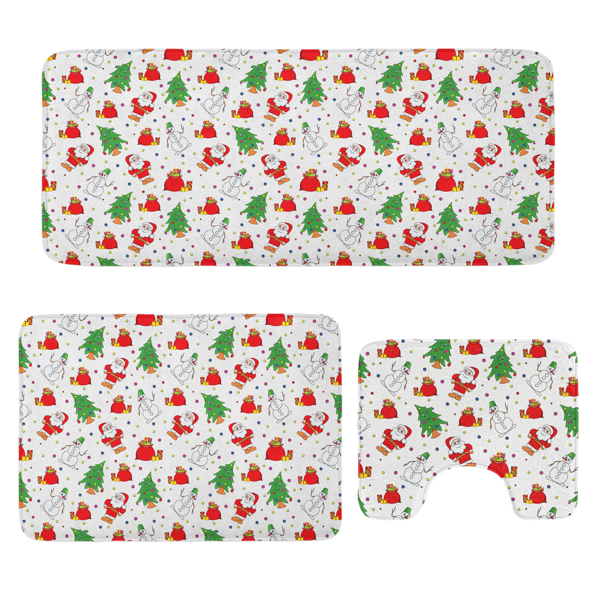The Holiday Aisle® Christmas Bathroom Rug Set 3 Pieces U-Shape ...