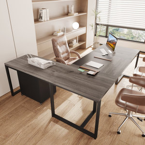 Latitude Run® Wieze L-Shaped Metal Base Executive Desk | Wayfair