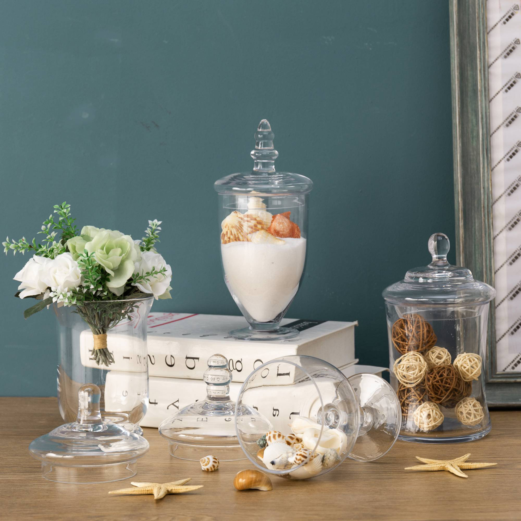 Astoria Grand Hillegier 4 Piece Glass Bathroom Storage Container | Wayfair