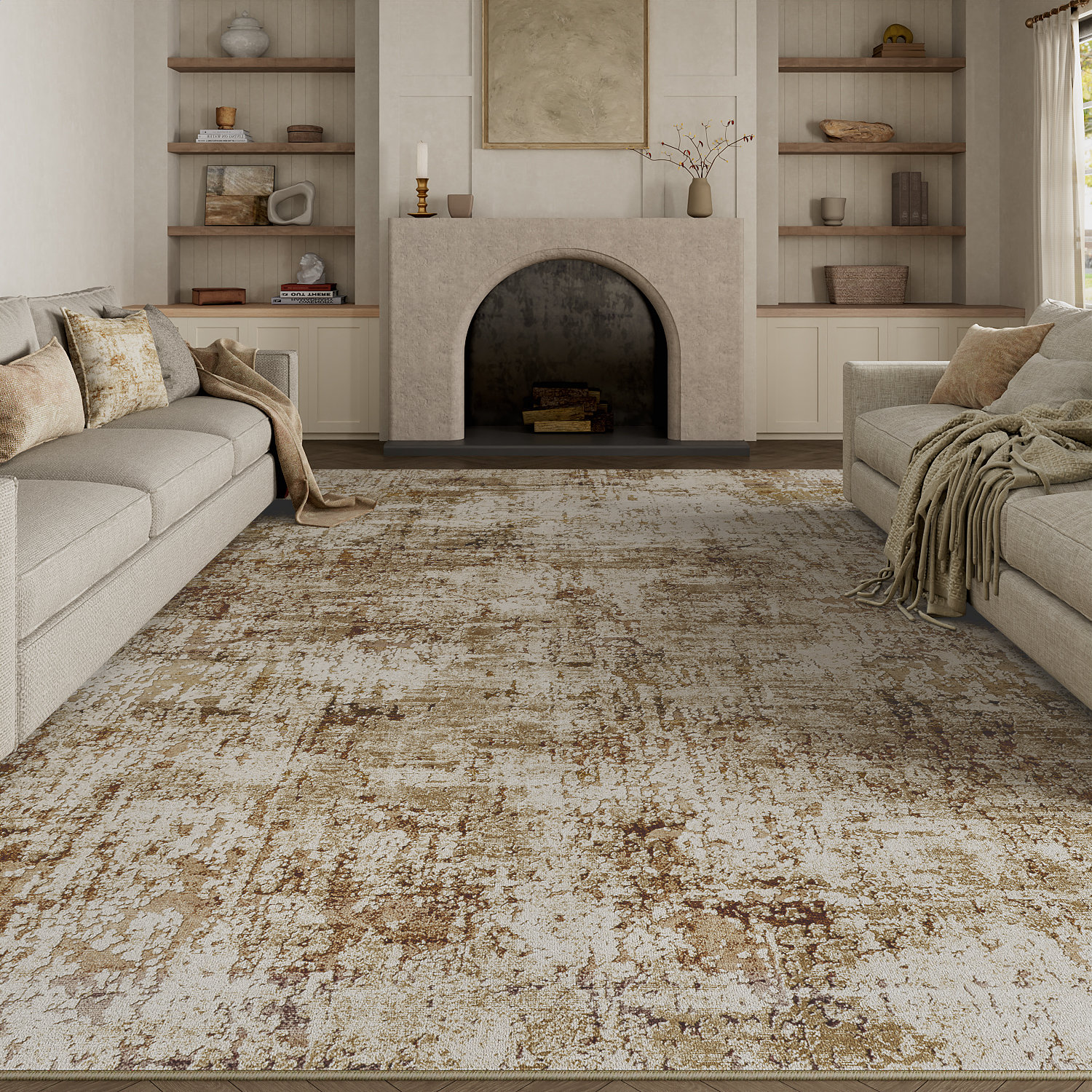 17 Stories Sarah Modern Abstract Machine Washable Area Rug With Non ...