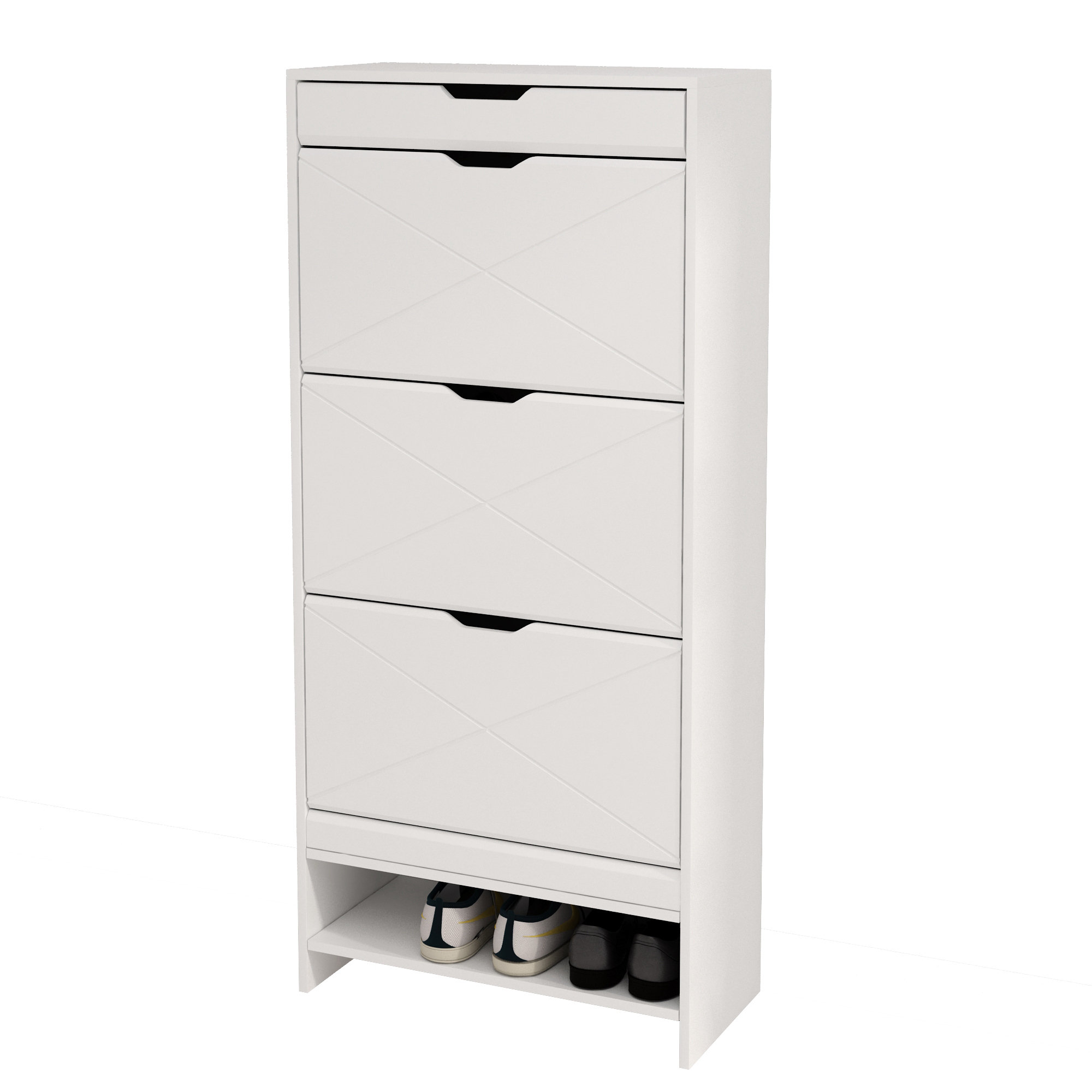 Latitude Run® MDF Wood 3 Tier Tipping Bucket Shoe Storage Cabinet ...