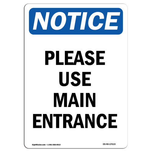 SignMission Please Use Main Entrance Sign | Wayfair
