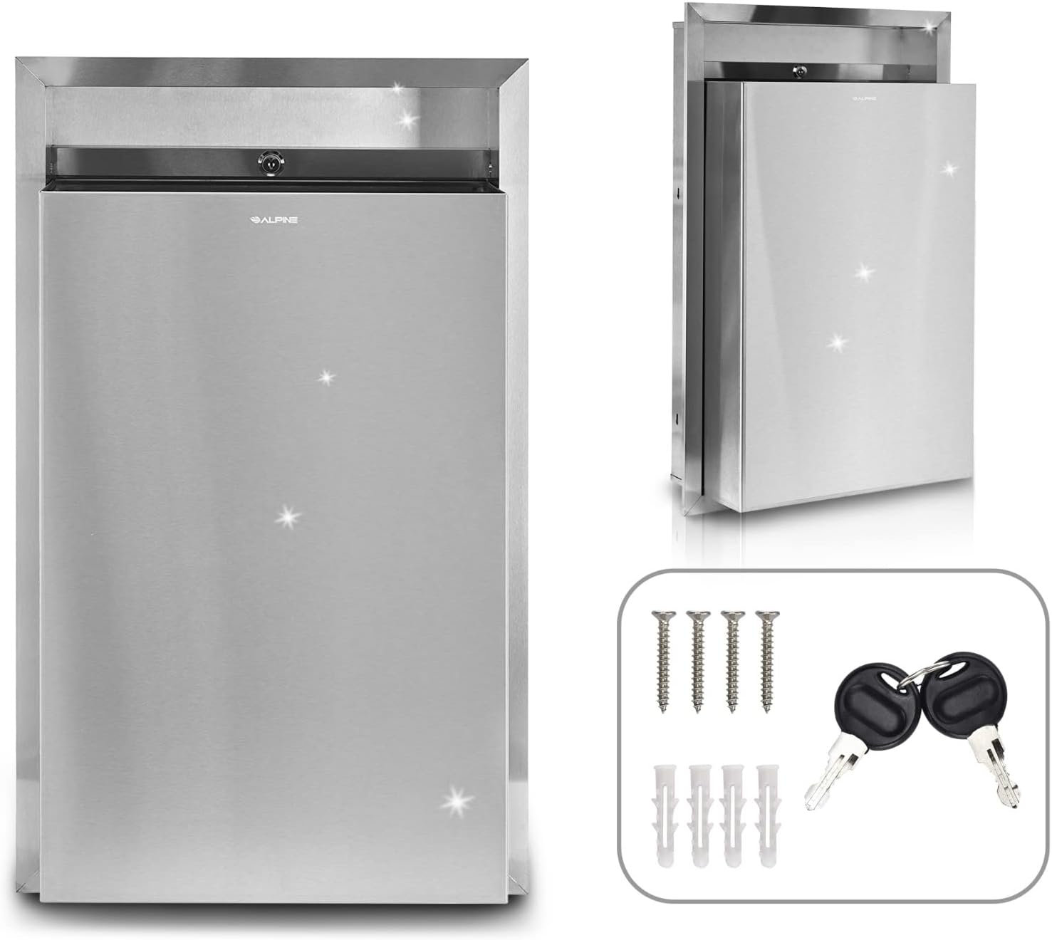 Alpine Industries Stainless Steel Recessed 12 Gal. Leak-Proof Restroom ...