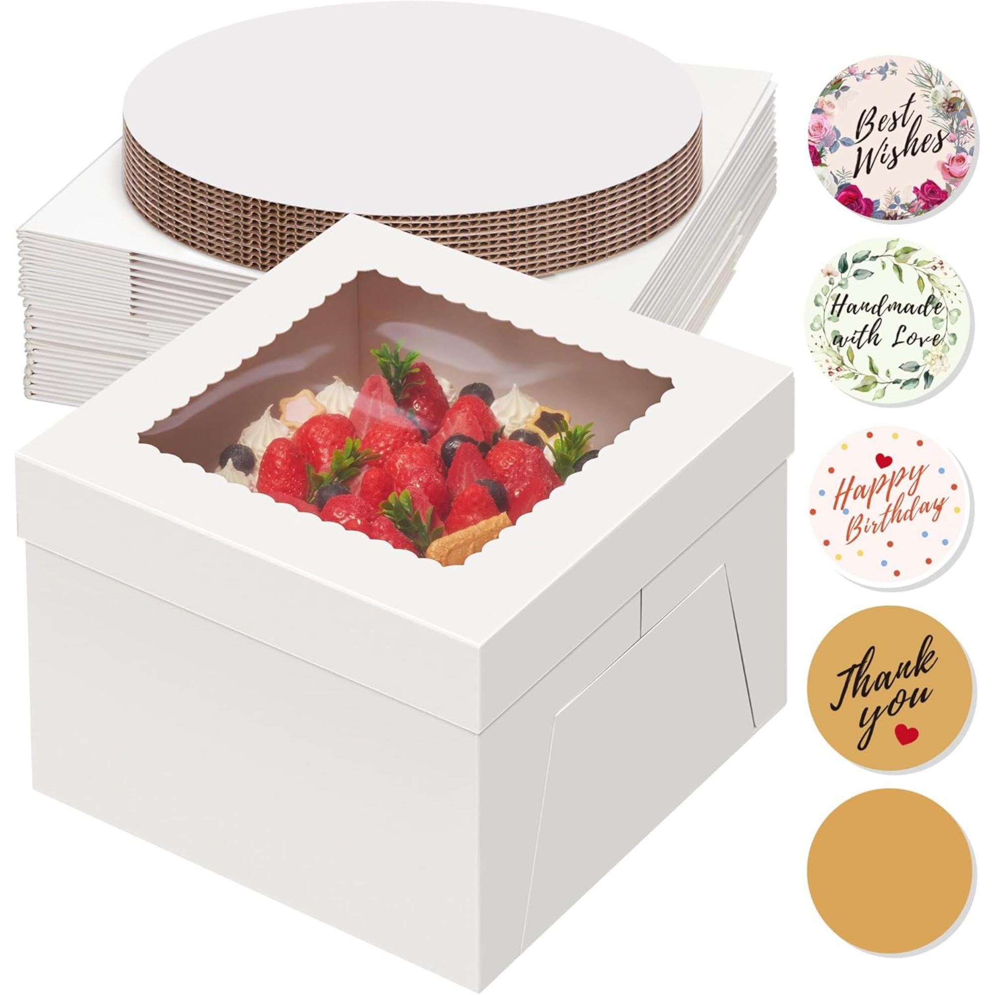 Rebrilliant 10 Sets Cake Boxes With Cake Boards, Tall Cardboard ...