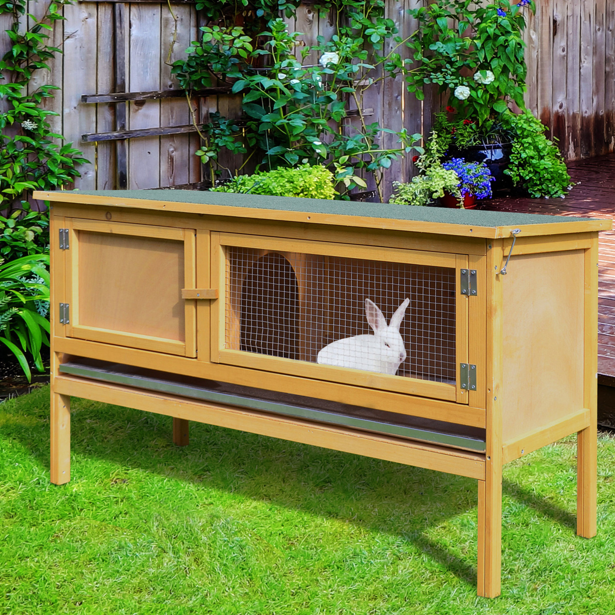 Tucker Murphy Pet™ Wooden Rabbit Hutch Bunny Cage with Openable Waterproof Roof - Wayfair Canada