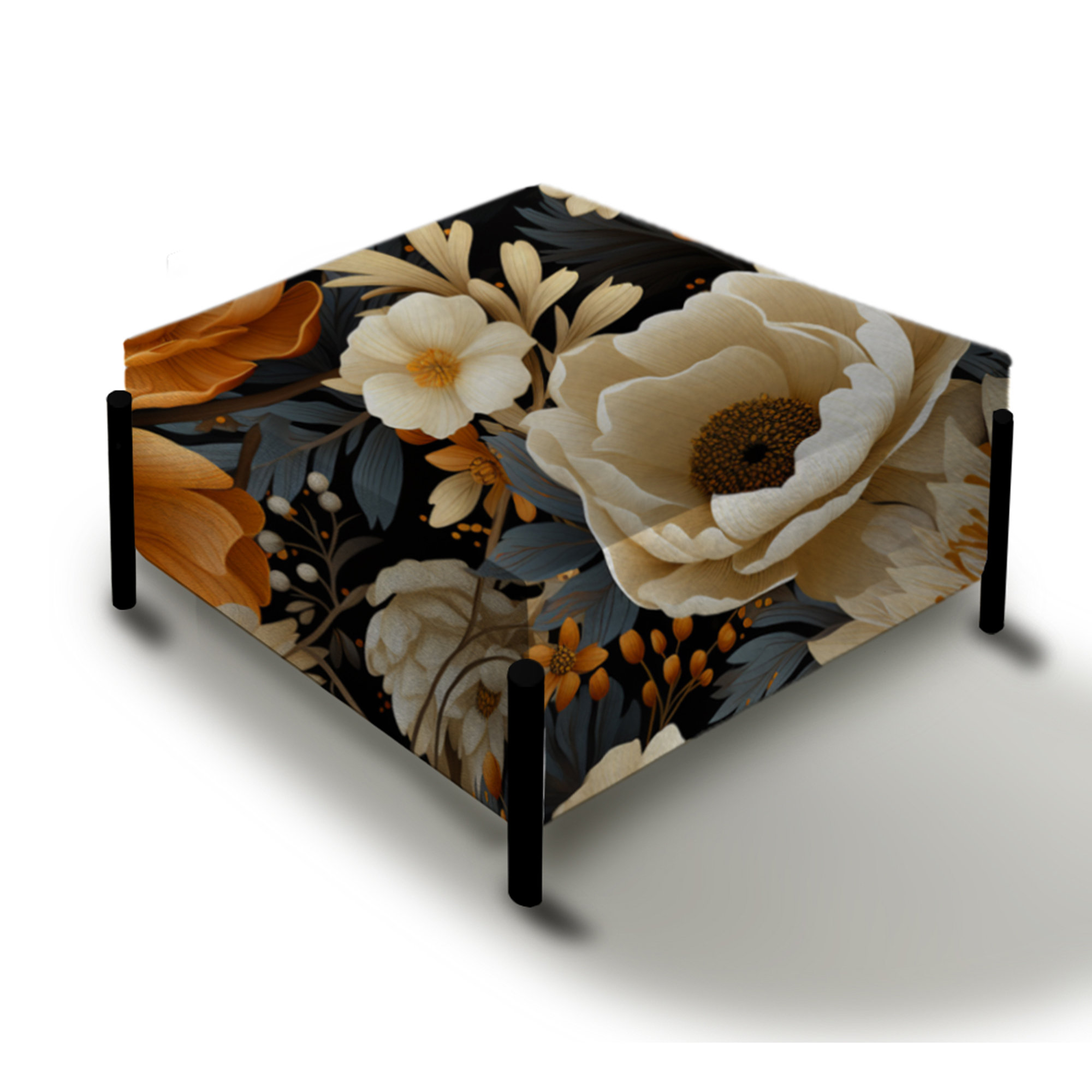 Design Art Autumn Cottage Flowers Pattern II - Floral Large Square ...