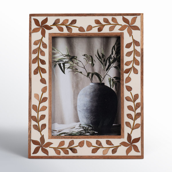 Birch Lane™ Gillian Wood Inlay Vine Photo Frame, Natural, Rectangle ...