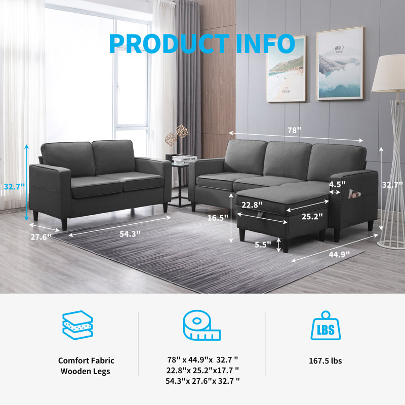 Mjkone 3 Piece Living Room Set & Reviews | Wayfair