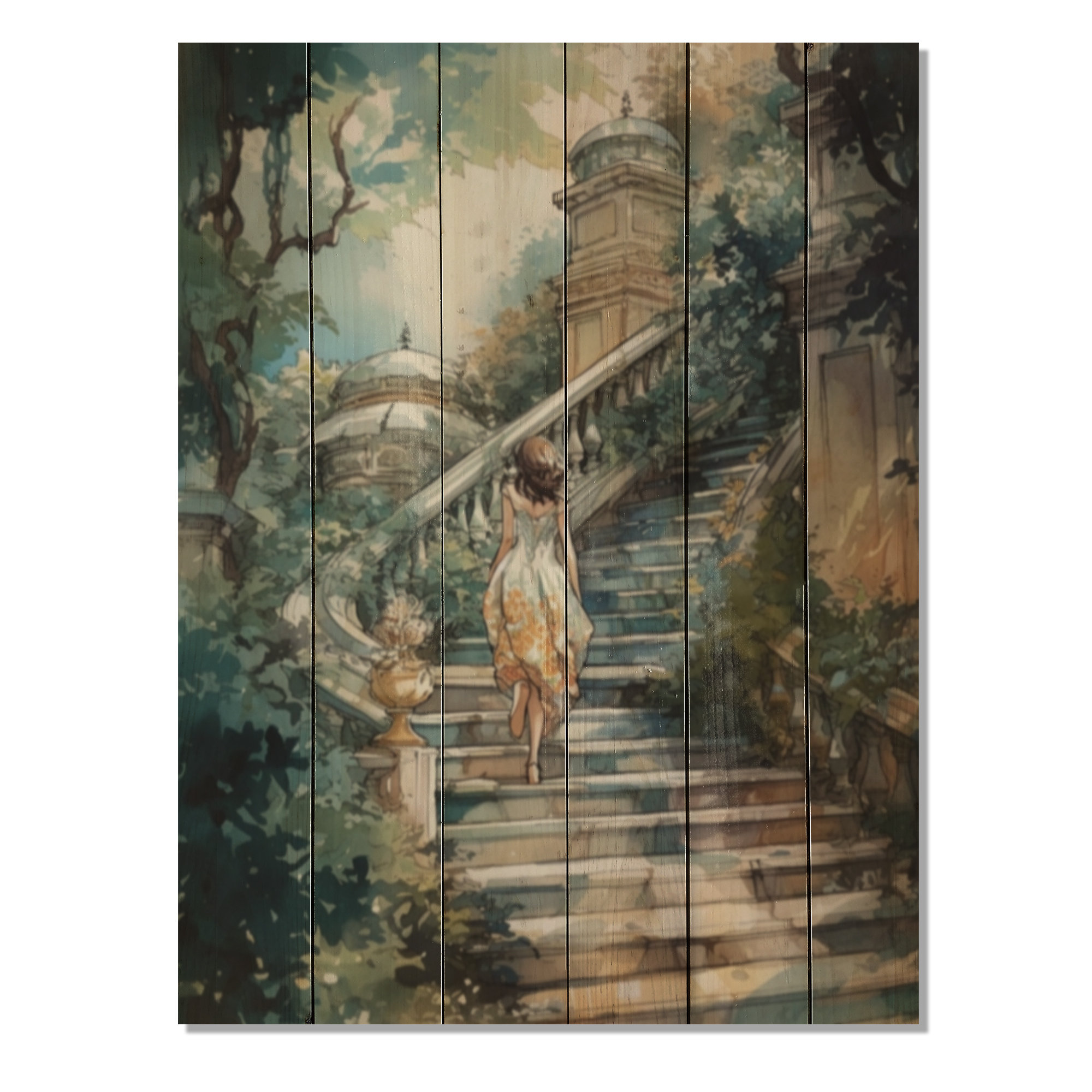 Red Barrel Studio® Stunning Girl by the Stairs III - Unframed Print on ...