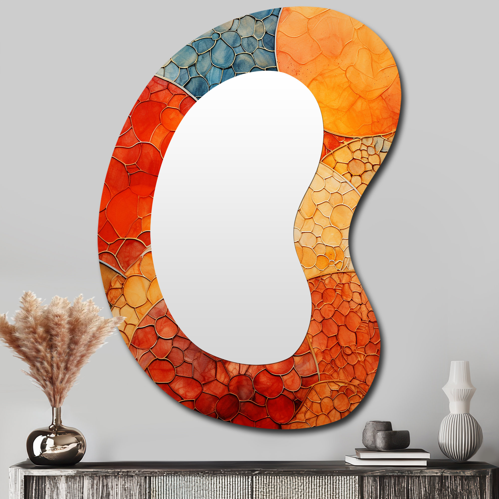 Dakota Fields Elegance Orange And Yellow Moroccan Tiles I - Boho Mosaic ...