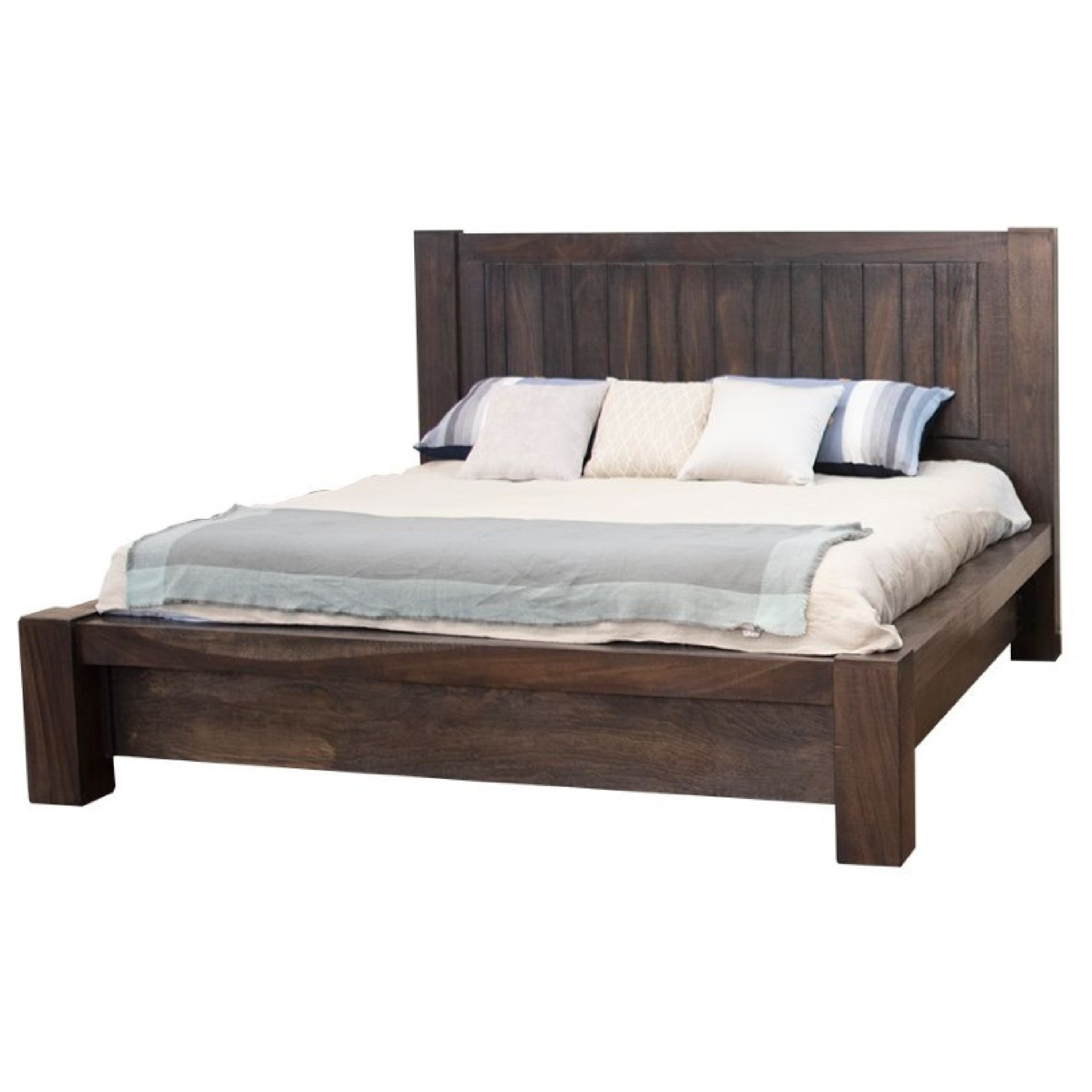 Benjara Elley Bed, Dark Brown And Warm Gray Parota Wood, Metal | Wayfair