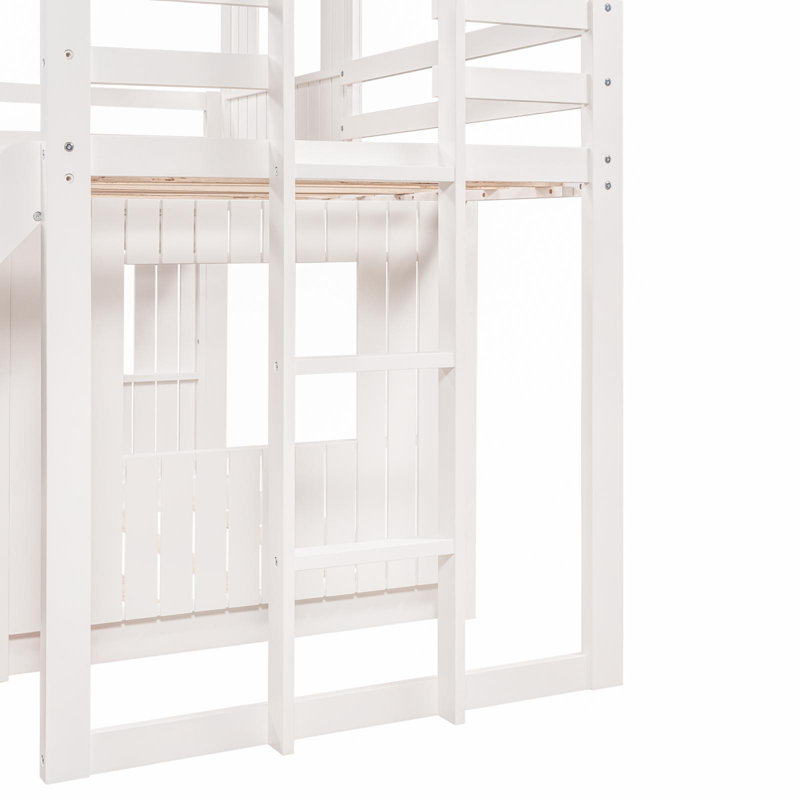 Harper Orchard Wooden Twin Over Full Bunk Bed, Loft Bed With Playhouse ...