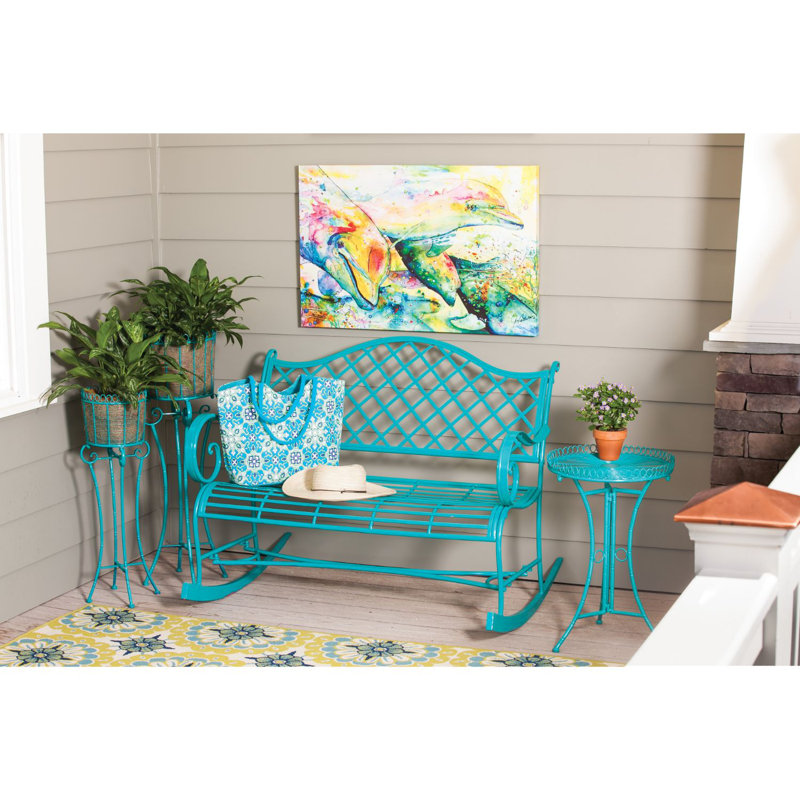 Winston Porter Belisma Metal Indoor/Outdoor Rocking Bench & Reviews ...
